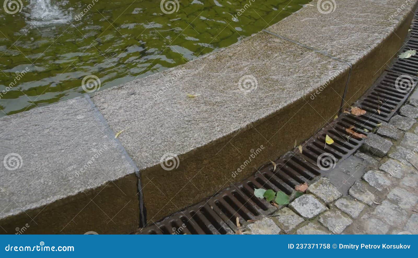Edge of the Fountain through Which the Water Flows Stock Footage ...