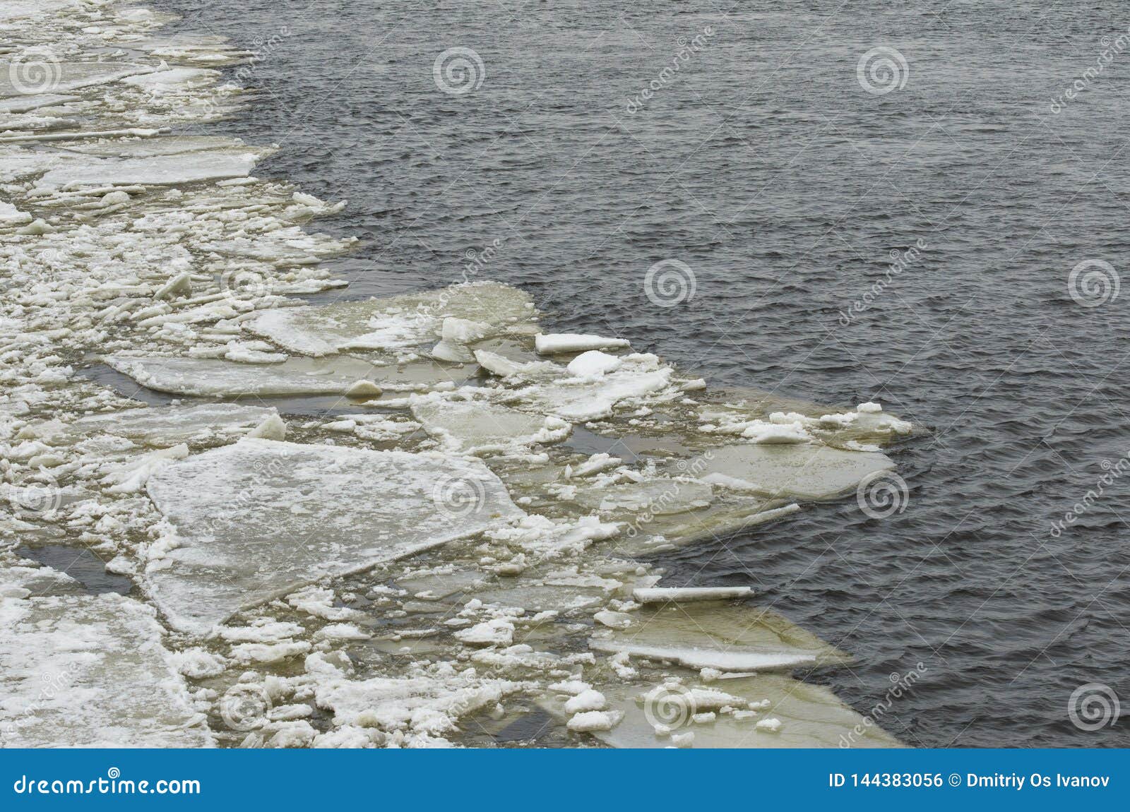 Edge of the Ice Field and the Sludge on the River Stock Photo - Image ...