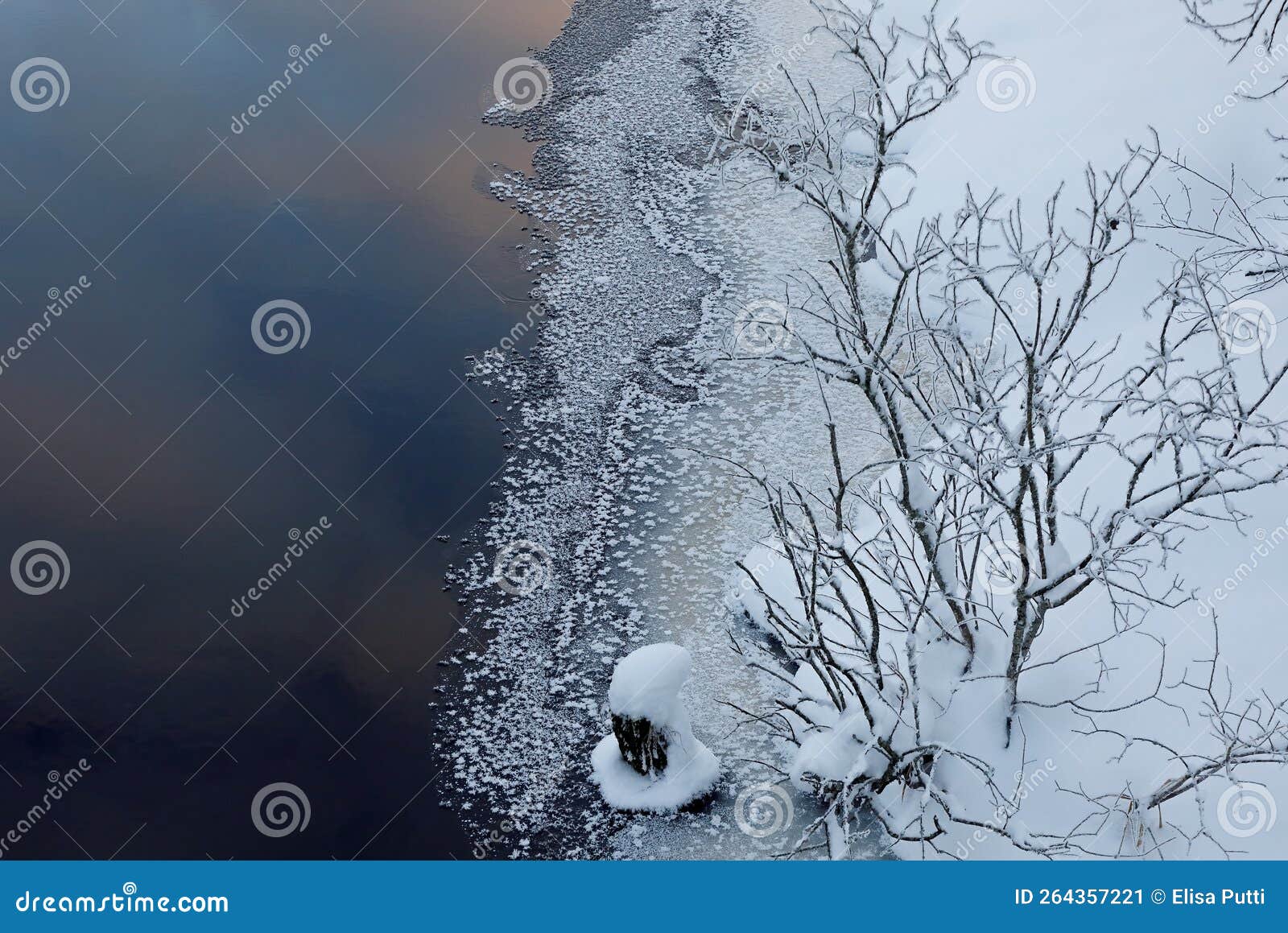 Edge of Ice in the Water with Reflections Stock Image - Image of frost ...