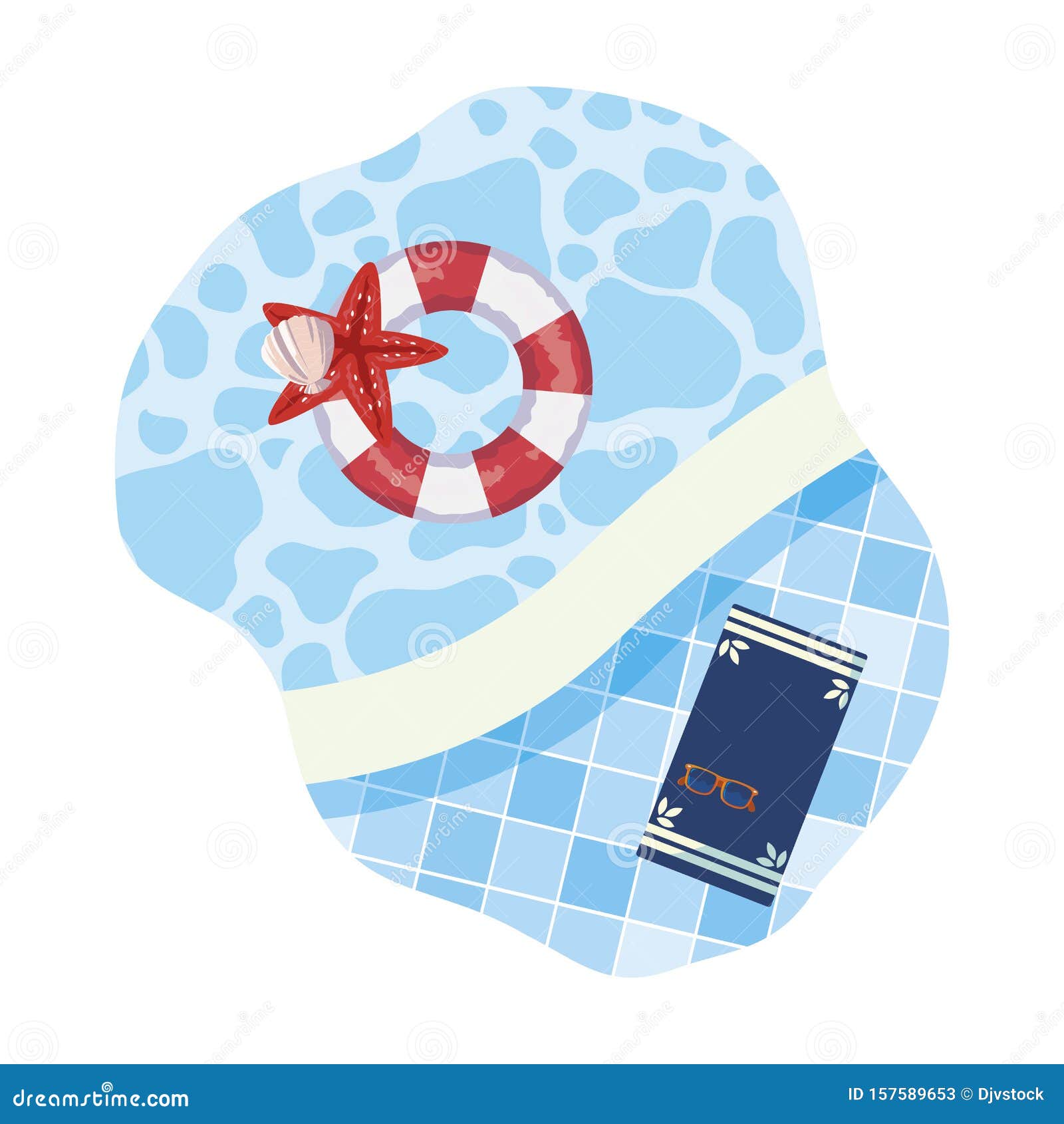 Edge of Pool with Float and Towel Scene Stock Illustration ...