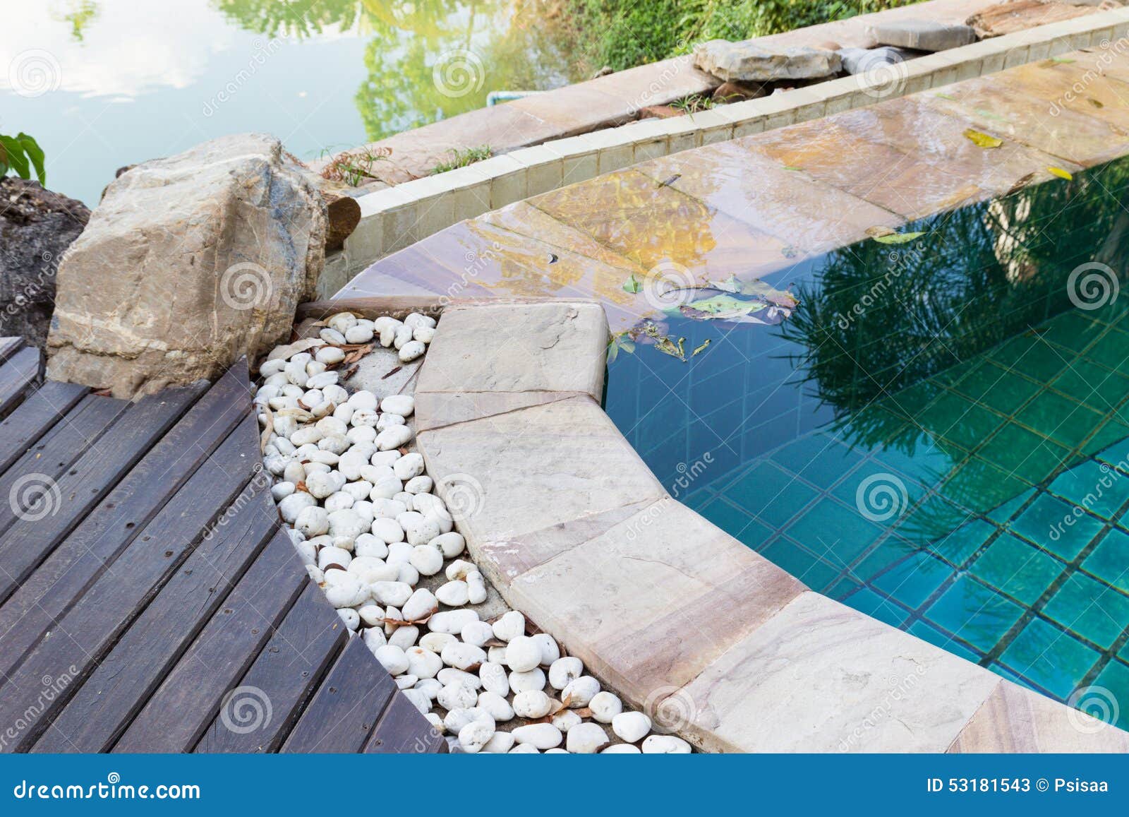 Edge of the Swimming Pool Decorating with White Stone Stock Image ...