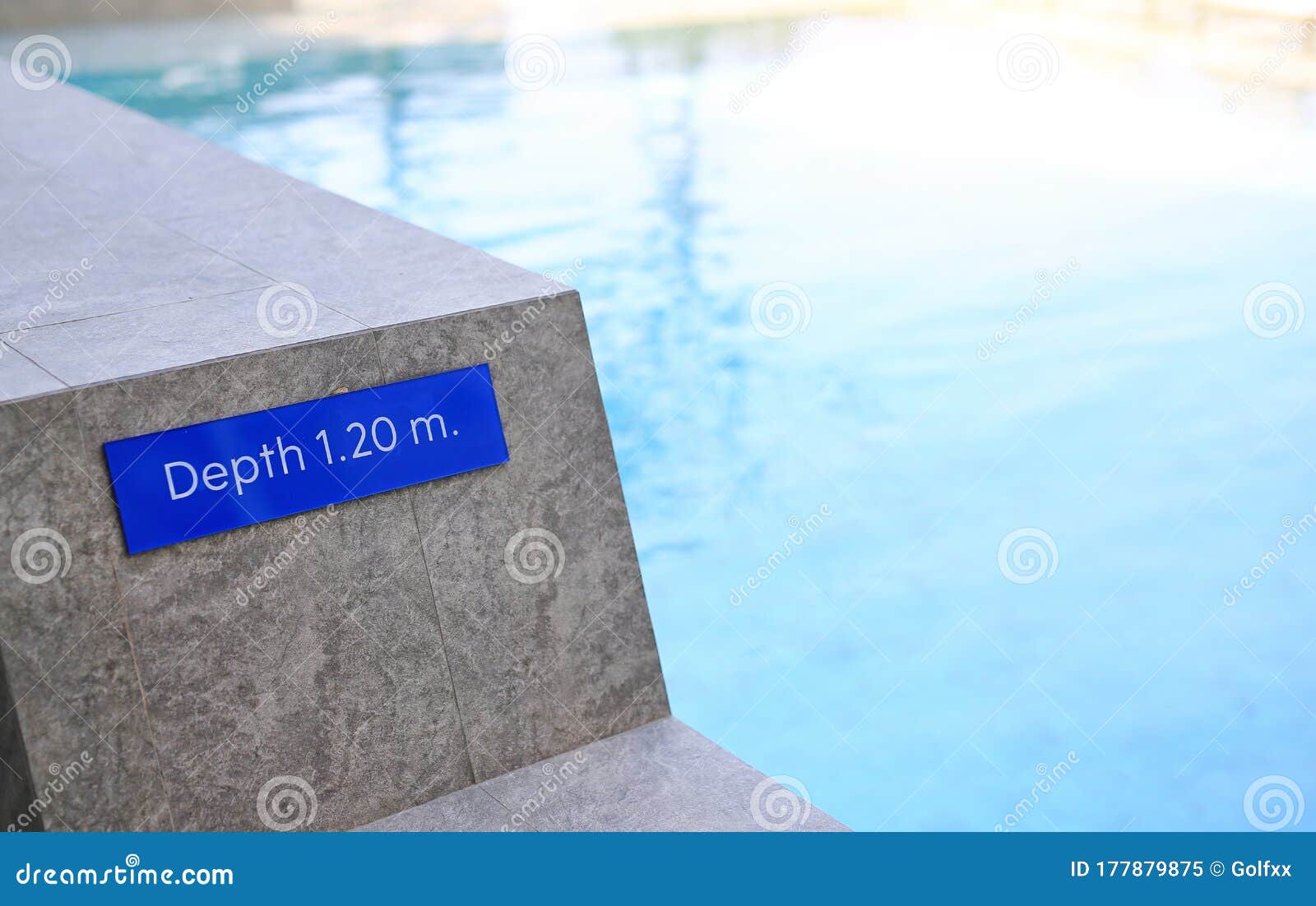 Edge of Swimming Pool and Sign Indicating the Depth 1.20 Meter of the ...