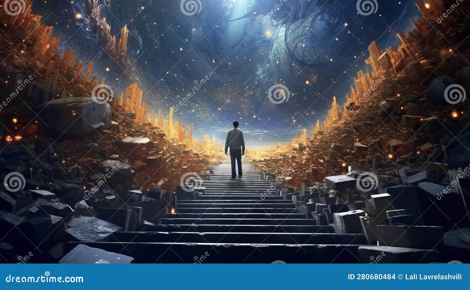 At the Edge of Universe. Surreal Mystical Fantasy Artwork Stock ...