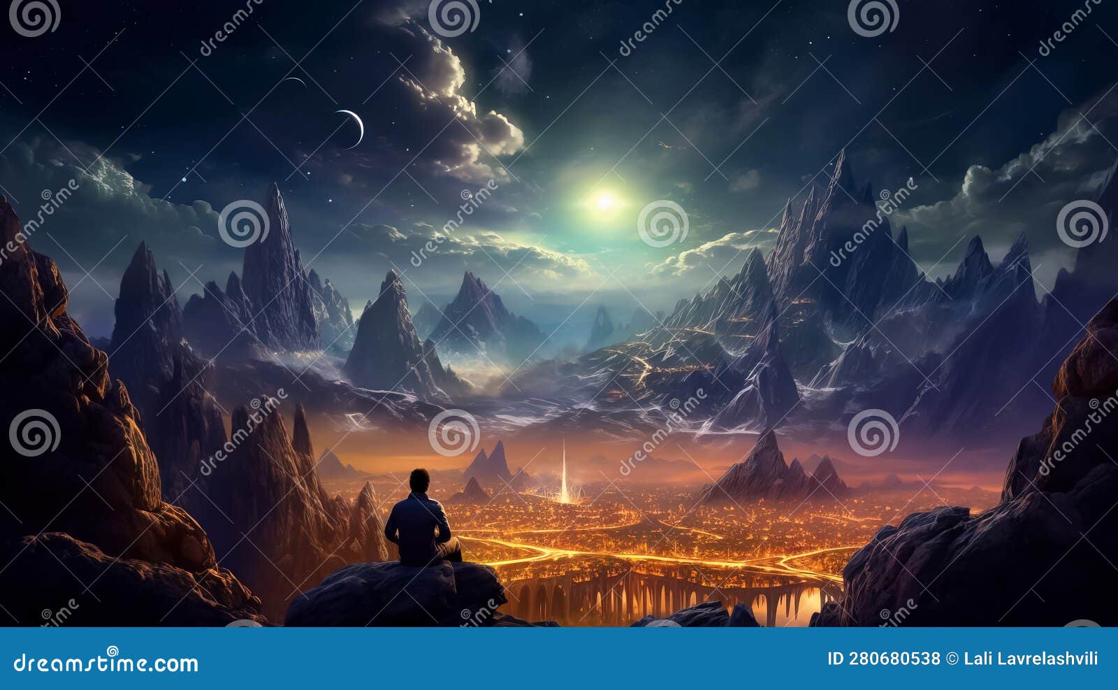 At the Edge of Universe. Surreal Mystical Fantasy Artwork Stock ...