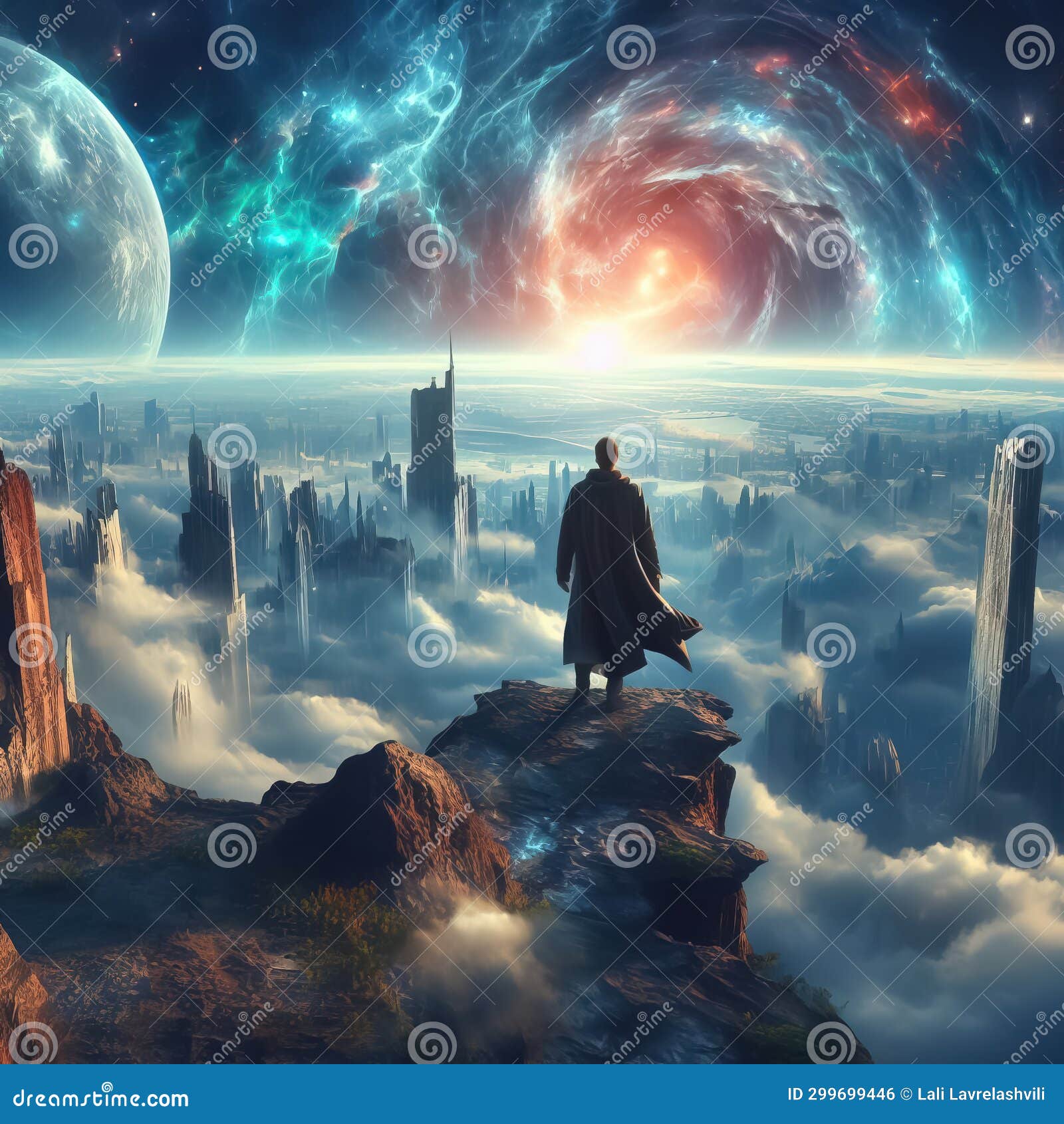 At the Edge of Universe. Surreal Mystical Fantasy Artwork Stock ...