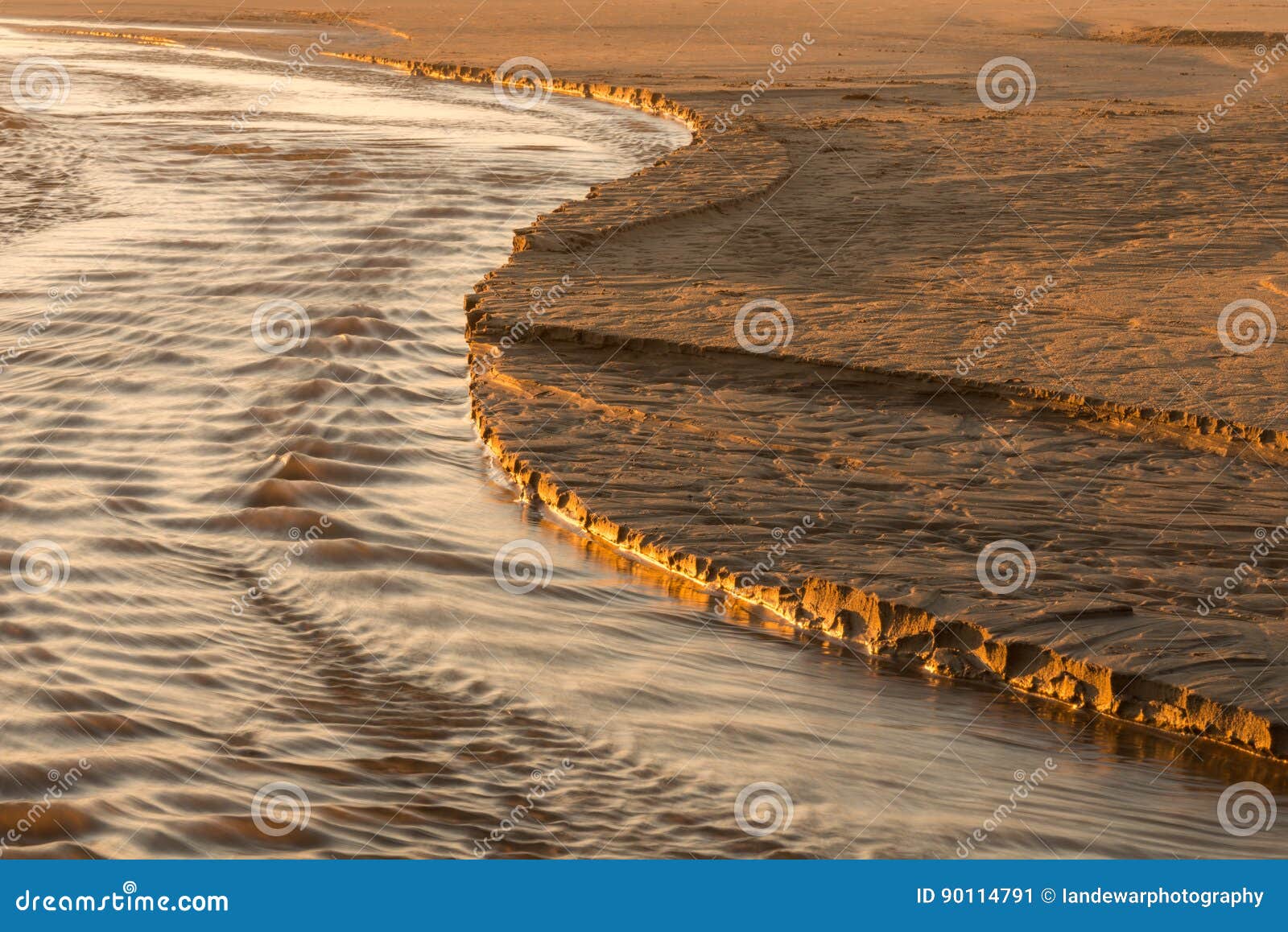 Edge of the Water Formed by Sand Against Retreating Ocean Stock Image ...