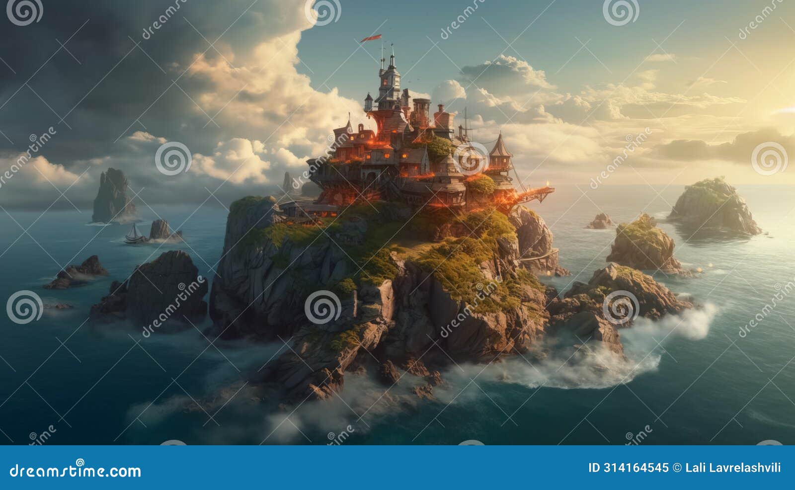 At the Edge of the World. Surreal Mystical Fantasy Artwork Stock ...