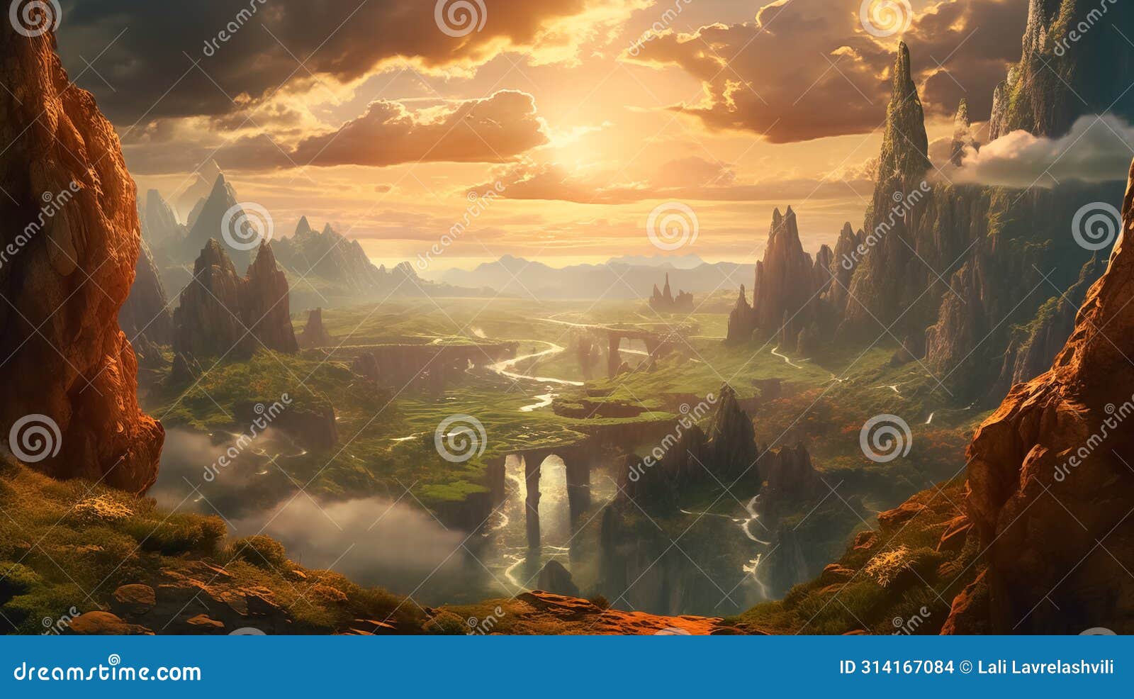 At the Edge of the World. Surreal Mystical Fantasy Artwork Stock ...