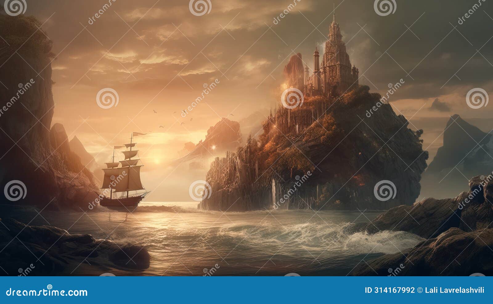 At the Edge of the World. Surreal Mystical Fantasy Artwork Stock ...