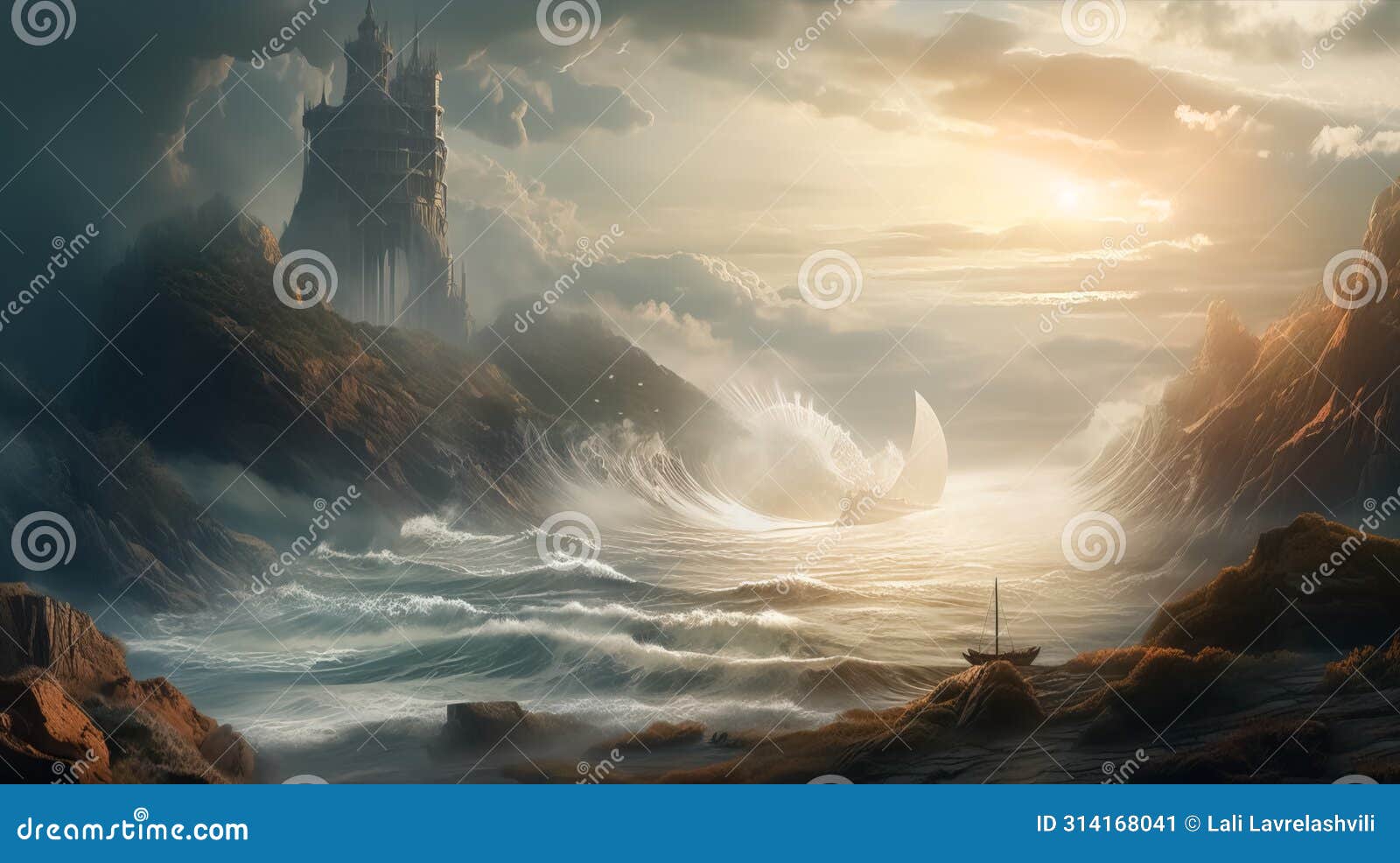 At the Edge of the World. Surreal Mystical Fantasy Artwork Stock ...