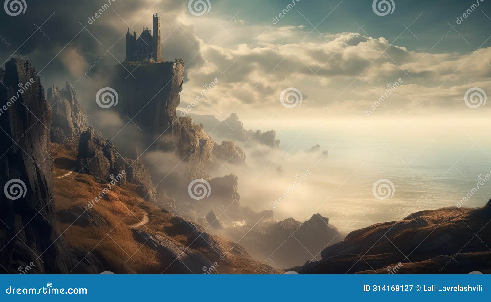 At the Edge of the World. Surreal Mystical Fantasy Artwork Stock ...