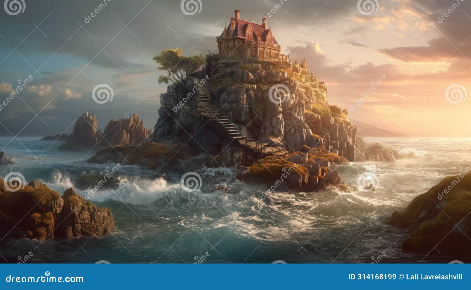 At the Edge of the World. Surreal Mystical Fantasy Artwork Stock ...