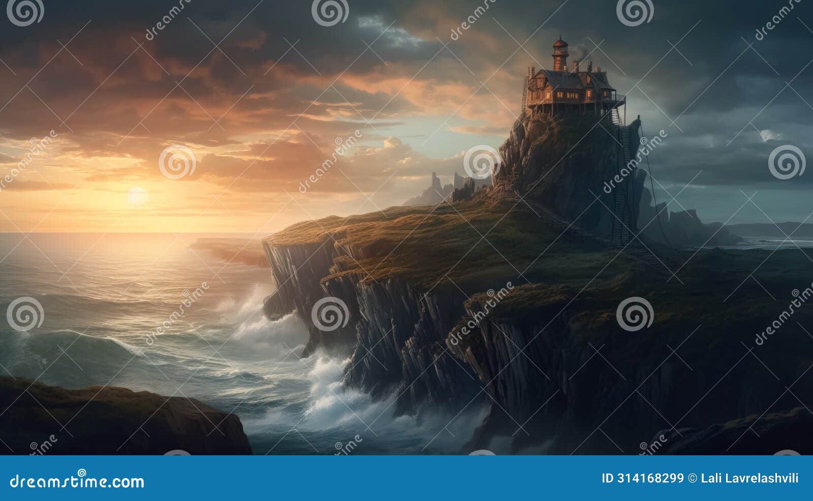 At the Edge of the World. Surreal Mystical Fantasy Artwork Stock ...