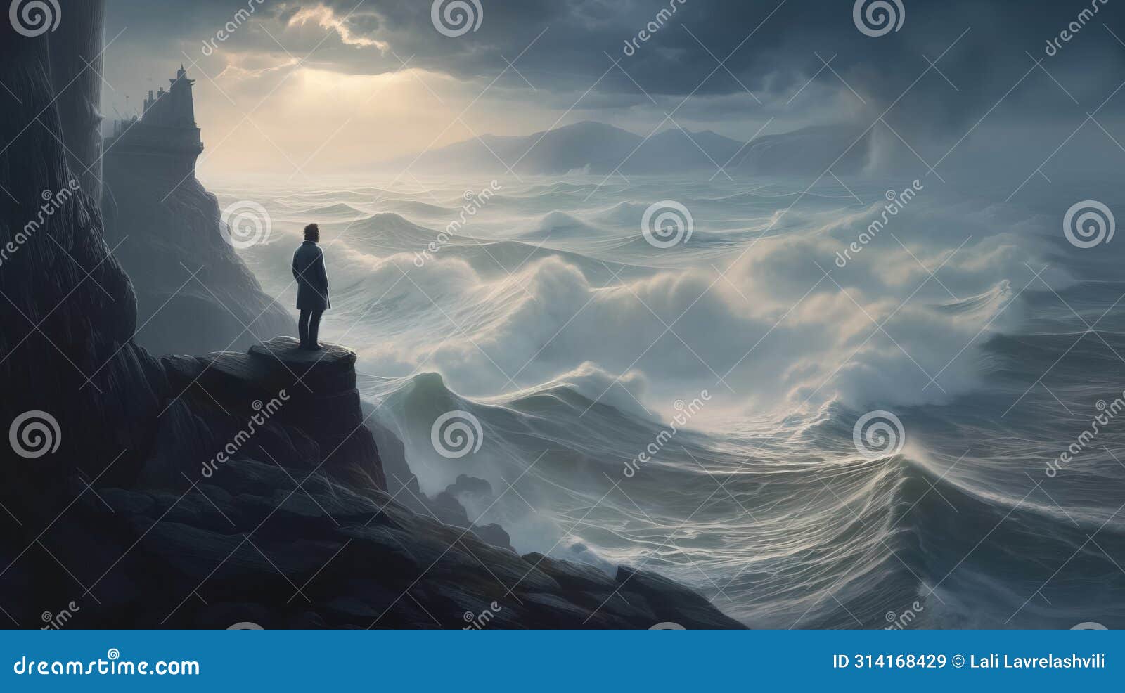 At the Edge of the World. Surreal Mystical Fantasy Artwork Stock ...