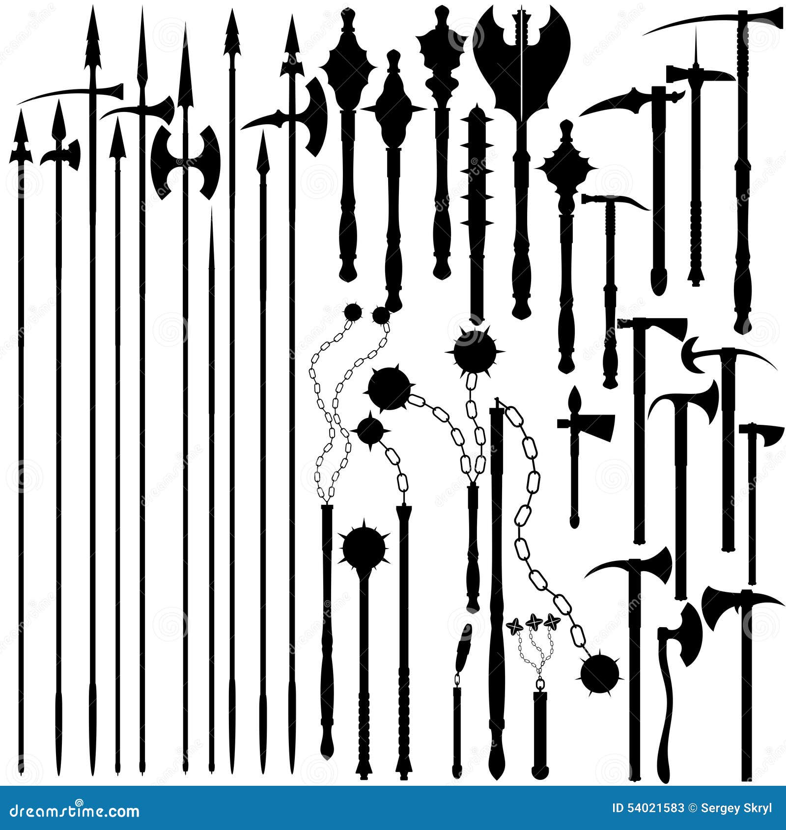 Axe Slashing Weapons. Poleax Isolated. Battle Ax Cartoon Vector ...