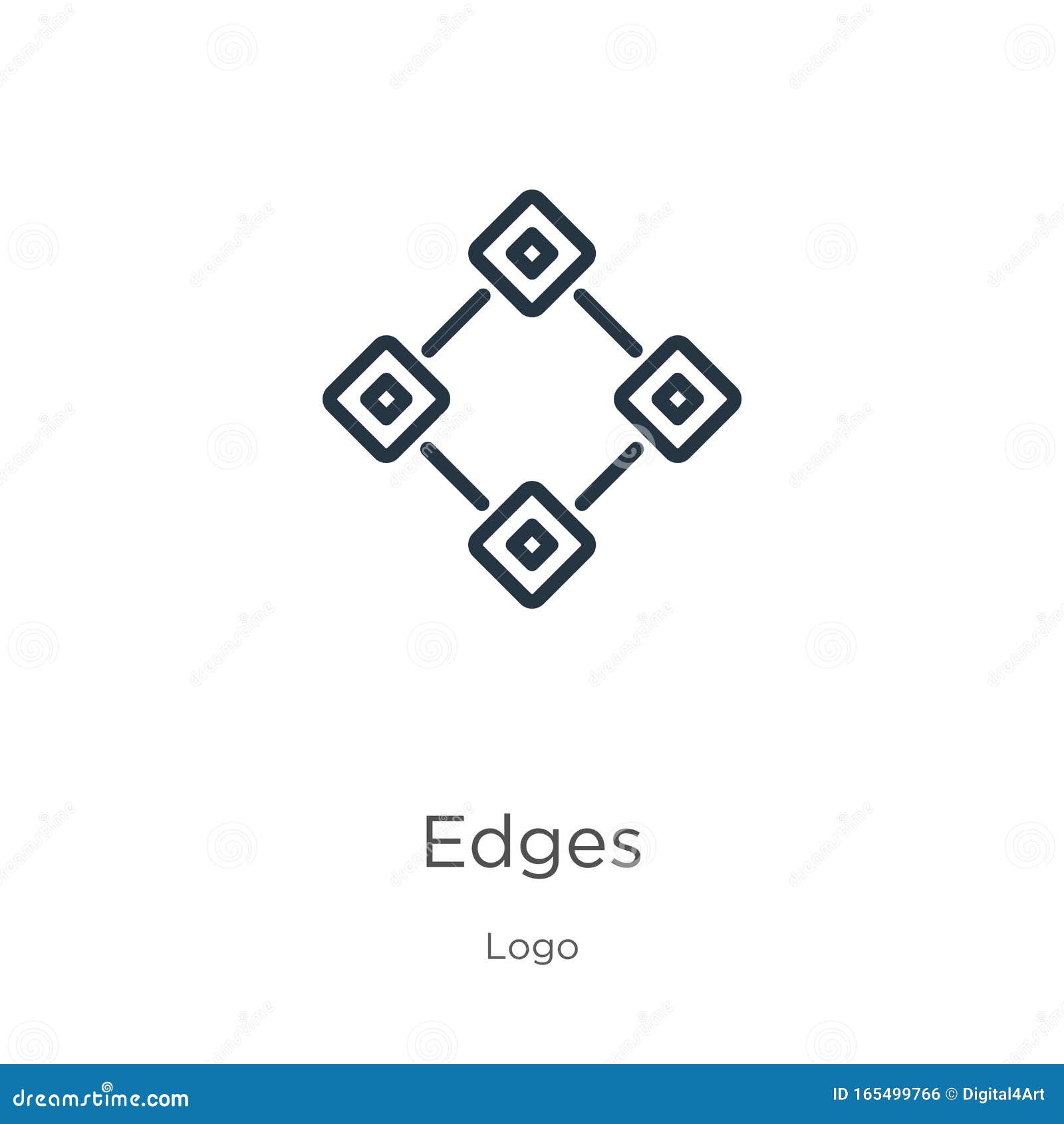 Edges Icon. Thin Linear Edges Outline Icon Isolated on White Background ...