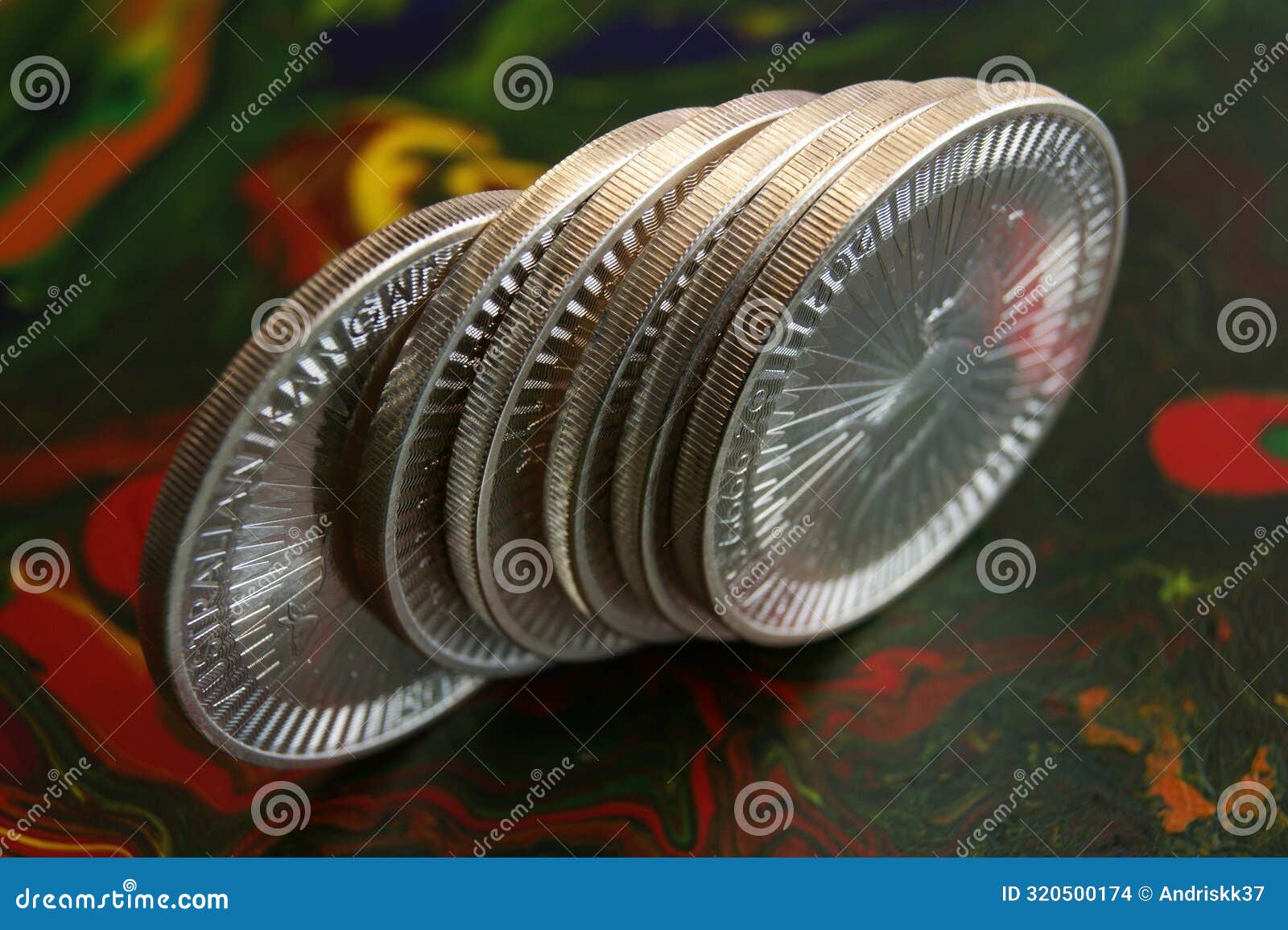 Coins Stand on Edge. Edges of Pure Silver Coins. Stock Photo - Image of ...