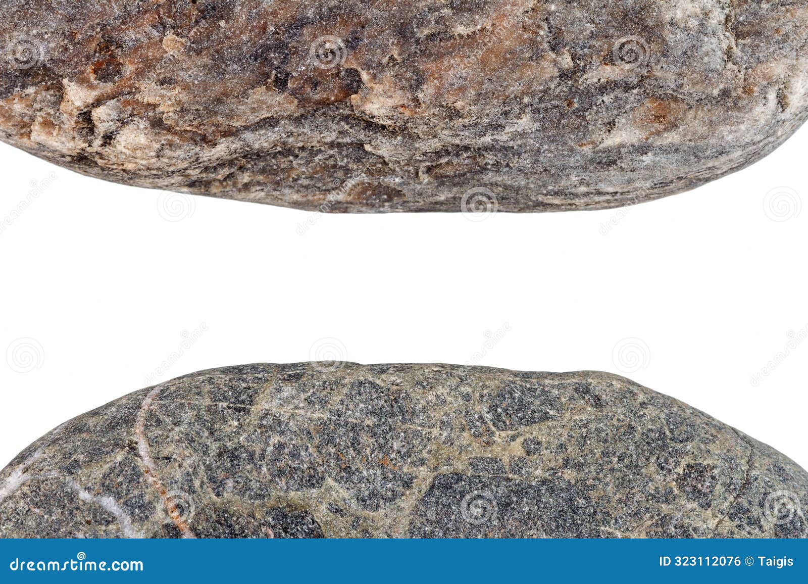Edges of Two Pebbles Isolated on White Background Stock Photo - Image ...