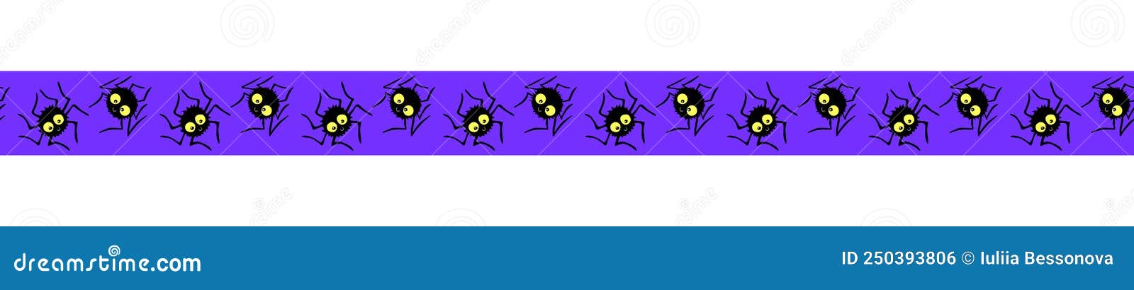 Edging, Ribbon, Border with Little Cute Spiders. Vector Seamless ...