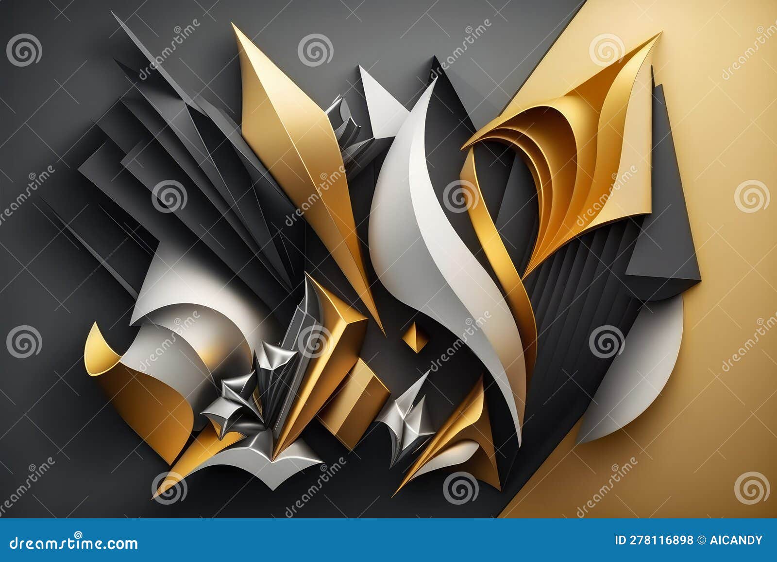 Edgy and Bold Composition of Abstract Shapes in Metallic Silver and ...