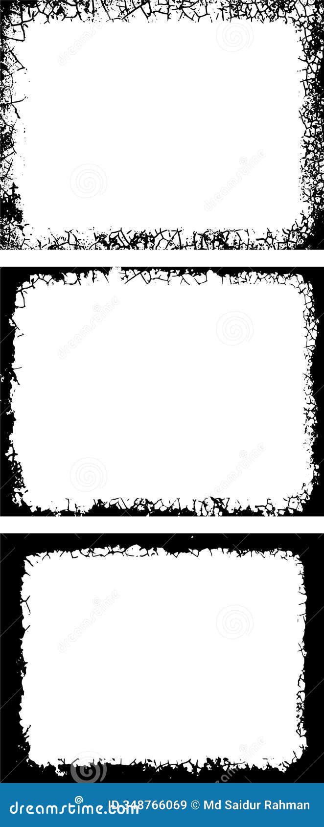 Edgy Grunge Photo Frame Collection Trio of Vertical Rectangular Frames ...