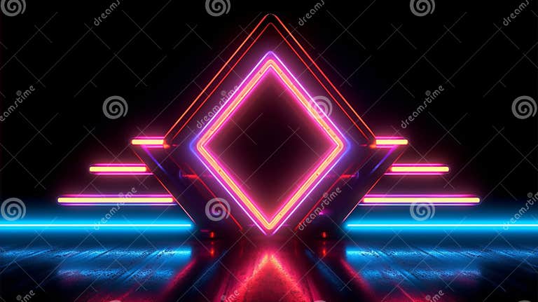 Edgy and Modern Neon Lights Composition with Dark Backdrop Stock ...