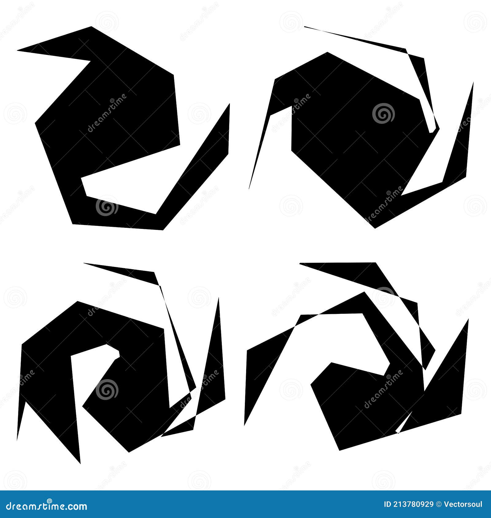 Edgy, Sharp, Chaotic, and Random Shape. Crushed, Distorted, Deformed ...