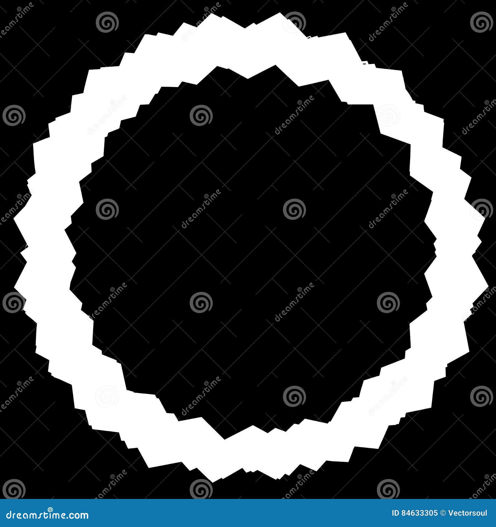 Edgy, Zigzag Circle Frame, Circle Border. Textured Circular Shape Stock ...