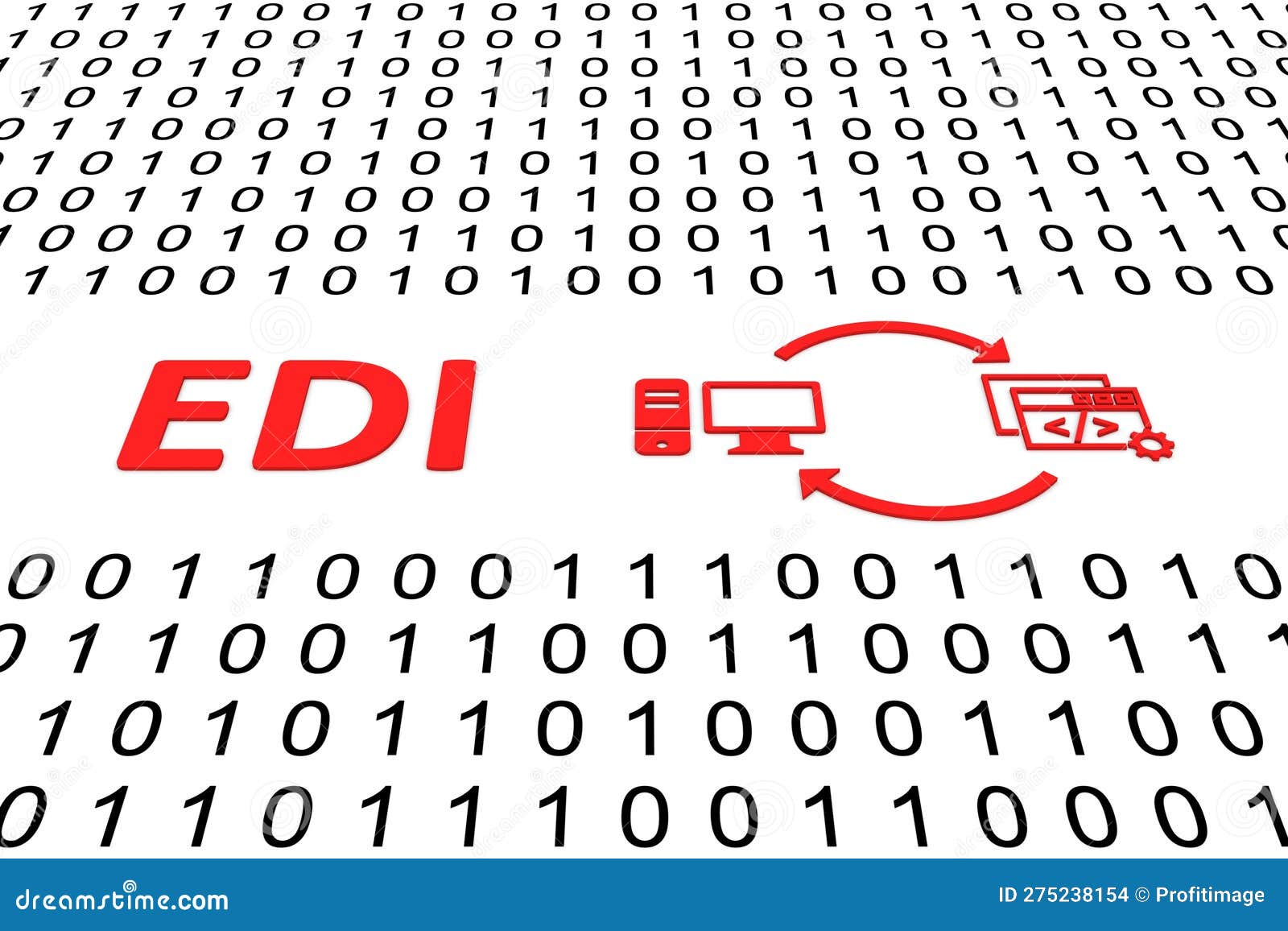 EDI concept binary code 3d stock illustration. Illustration of ...