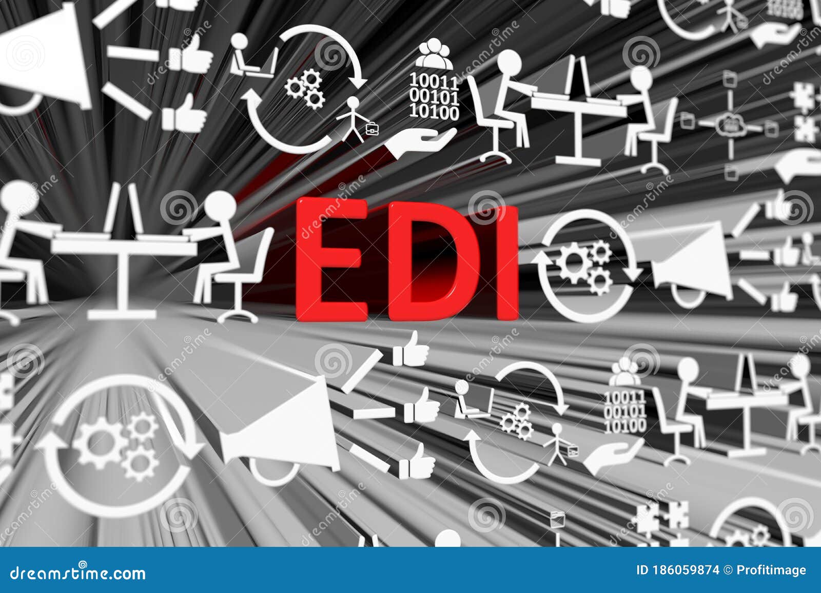 EDI Concept Blurred Background Stock Illustration - Illustration of ...