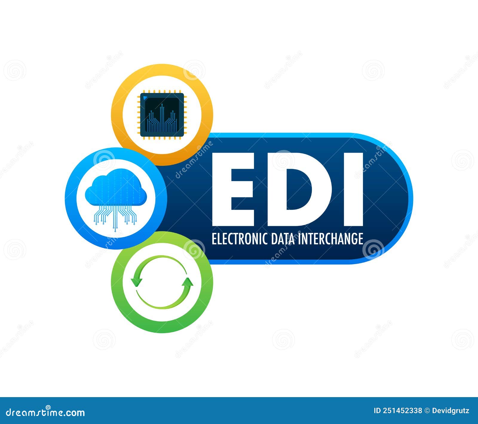 EDI - Electronic Data Interchange. Devices, Volume, Database. Vector Illustration ...