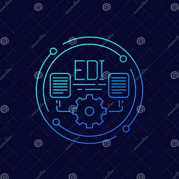 EDI Icon, Electronic Data Interchange Line Design Stock Vector ...