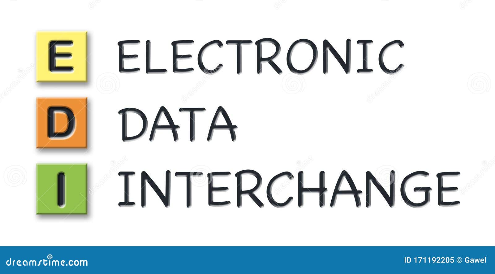 EDI Initials in Colored 3d Cubes with Meaning Stock Illustration ...