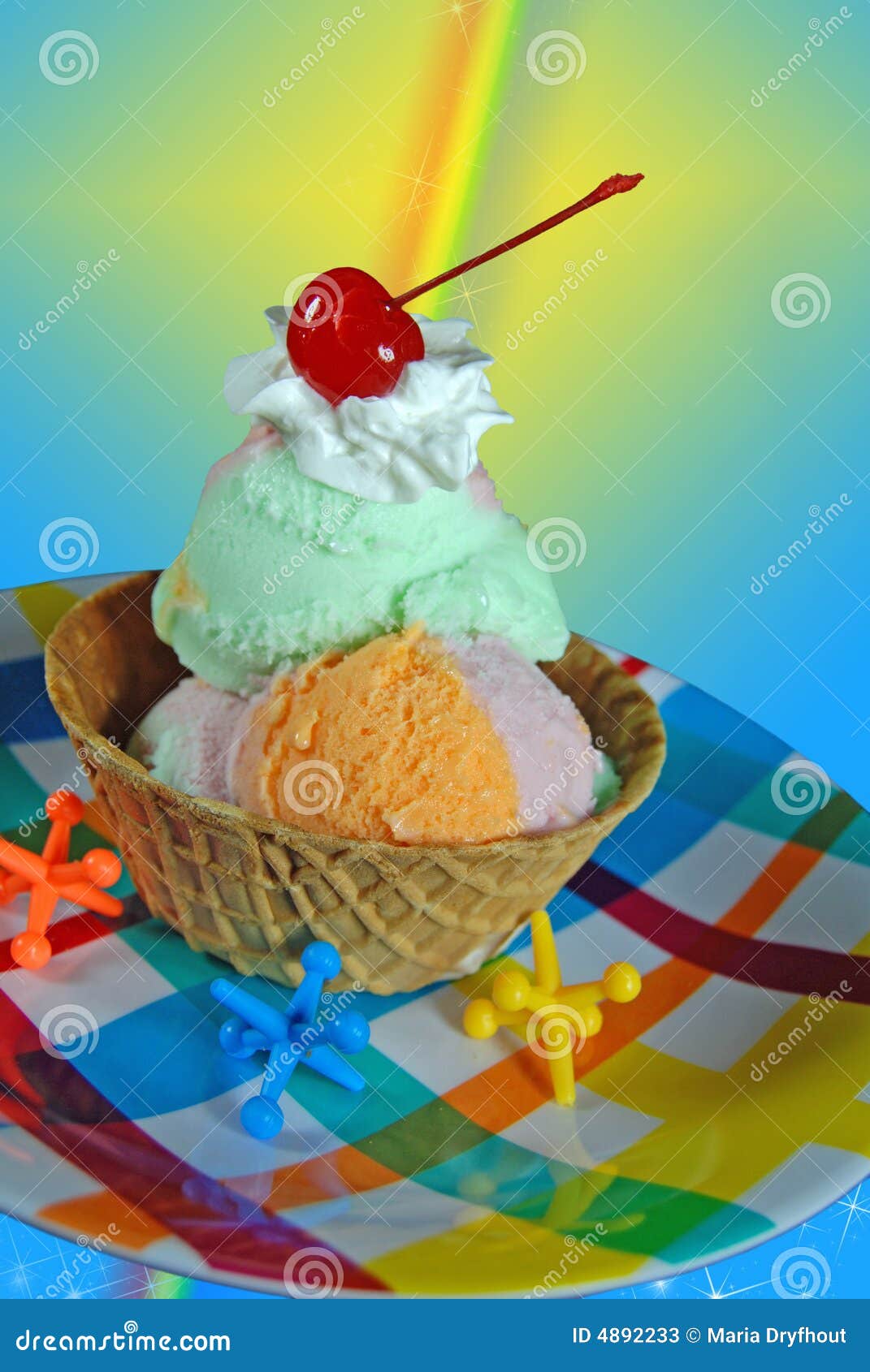 Rainbow Sherbet with Toy Jacks Stock Illustration - Illustration of ...