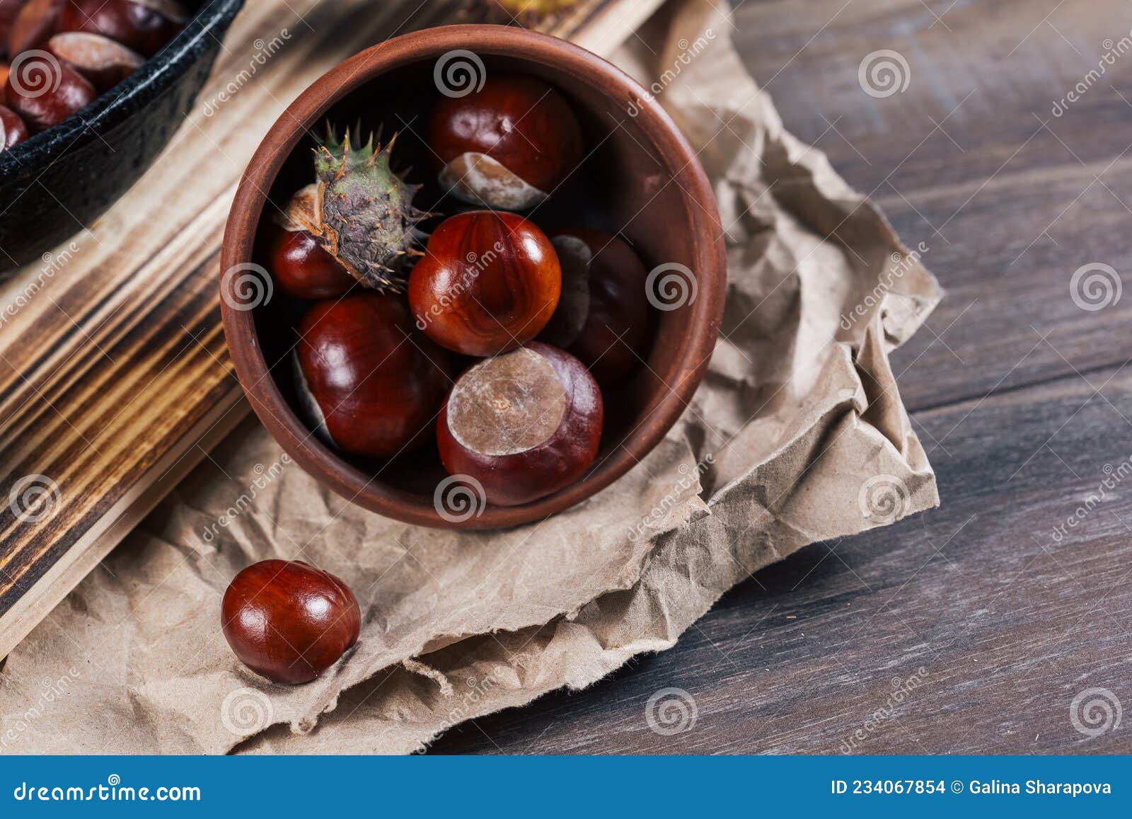 Edible Chestnut Kernels in a Ceramic Deep Plate on a Paper Backing ...