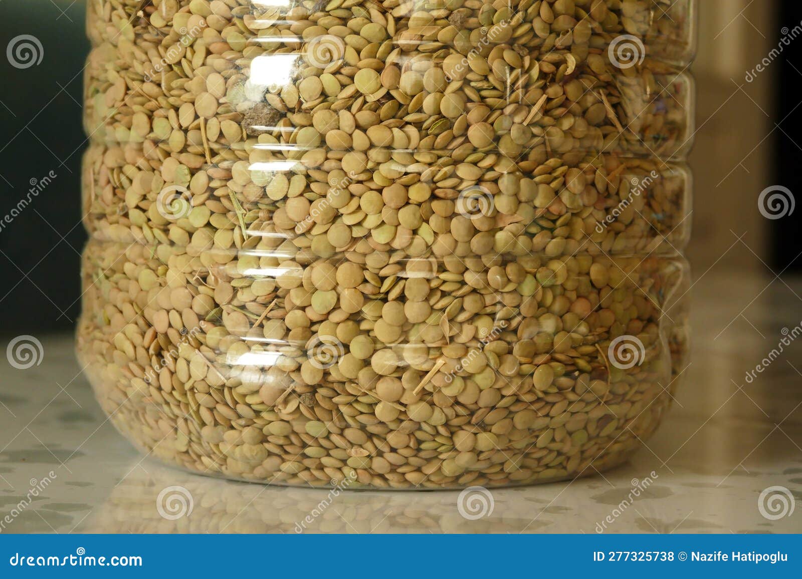 Edible Dried Lentils, Organic Dried Green Lentils in the Storage Box ...