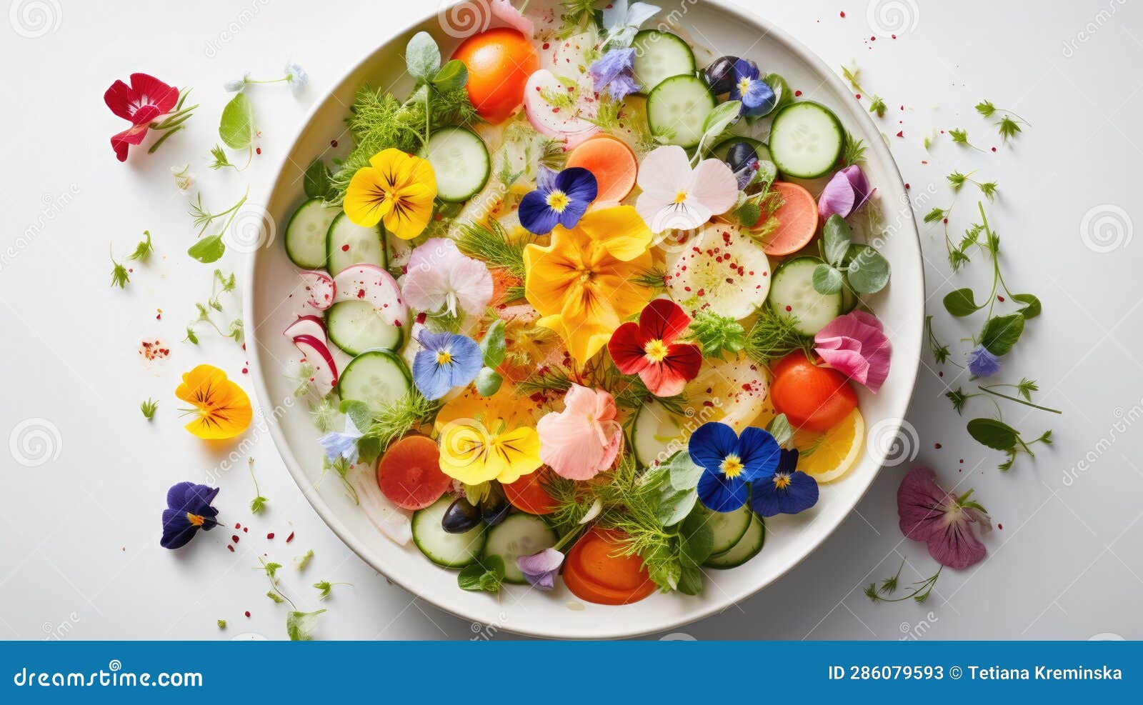 Edible Flowers Salad in a Plate. Stock Image - Image of healthy, mixed ...