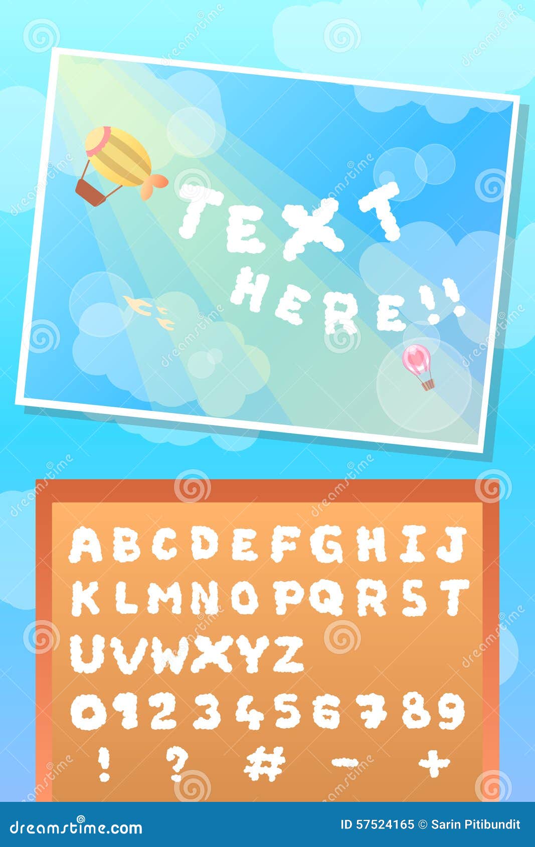 Edible Fluffy Text Cloud Font and Balloon Stock Illustration ...