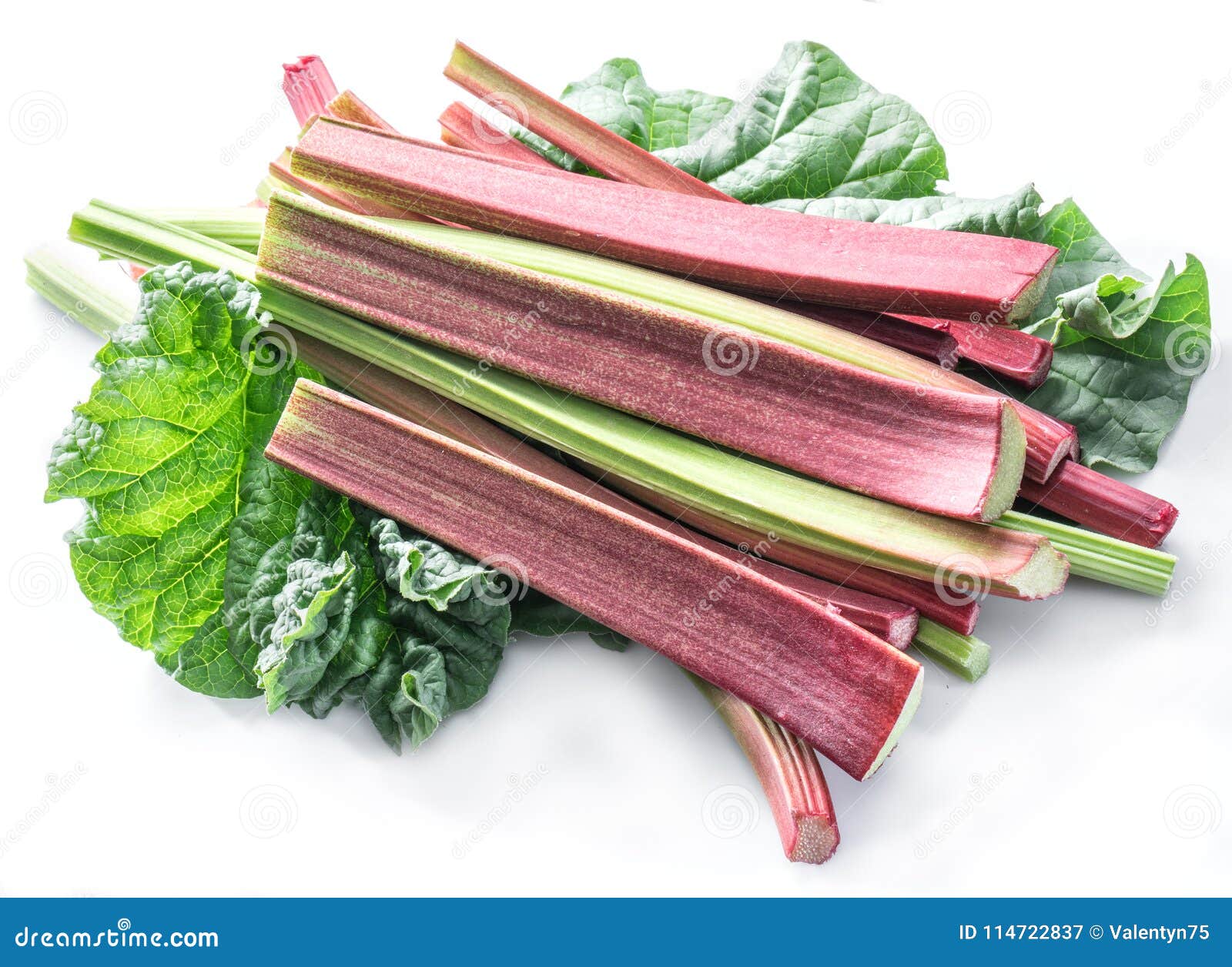 Edible Rhubarb Stalks on the White Background. Stock Image - Image of ...