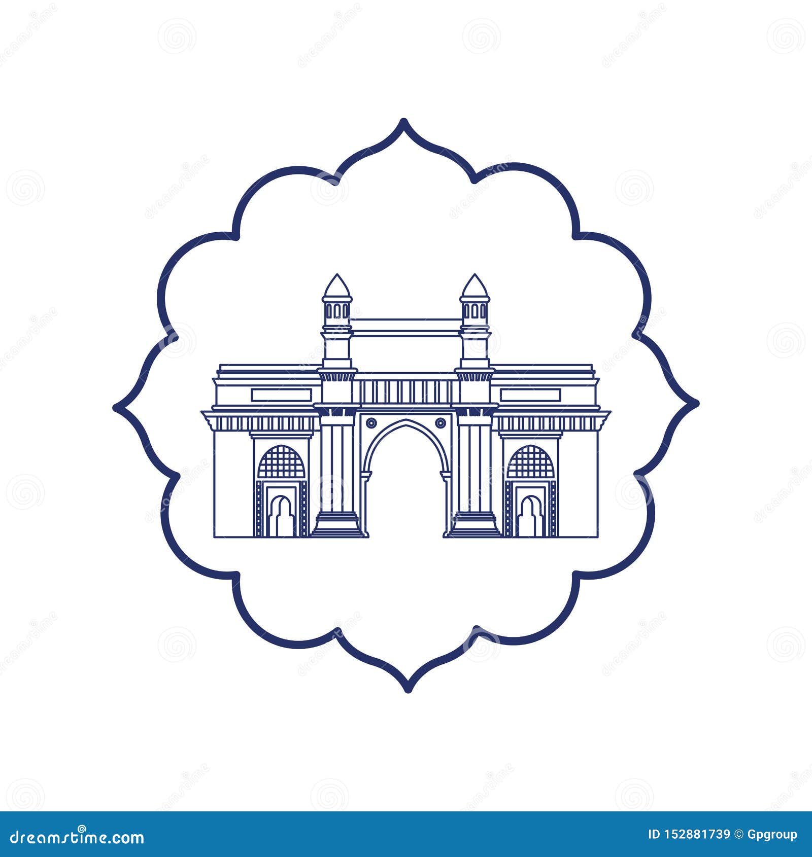 Gateway Of India, Mumbai Landmark With Music Notes Isolated. Design For ...