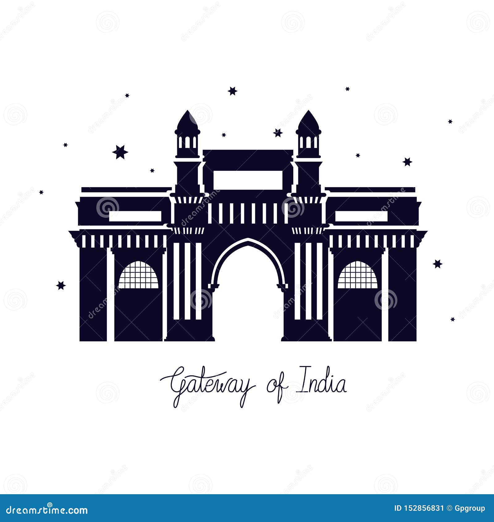Gateway Of India Black And White Vector Icon. Gateway Of India Flat ...