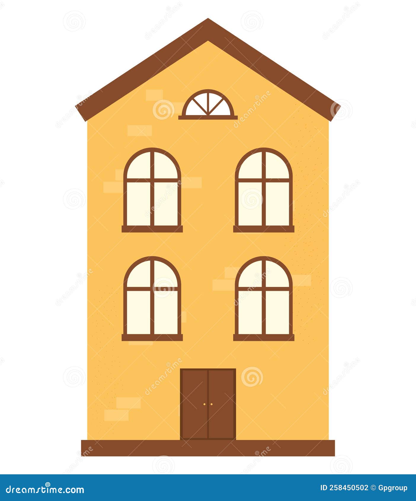 Edificio amarillo plano ilustración del vector. Ilustración de vector - 258450502