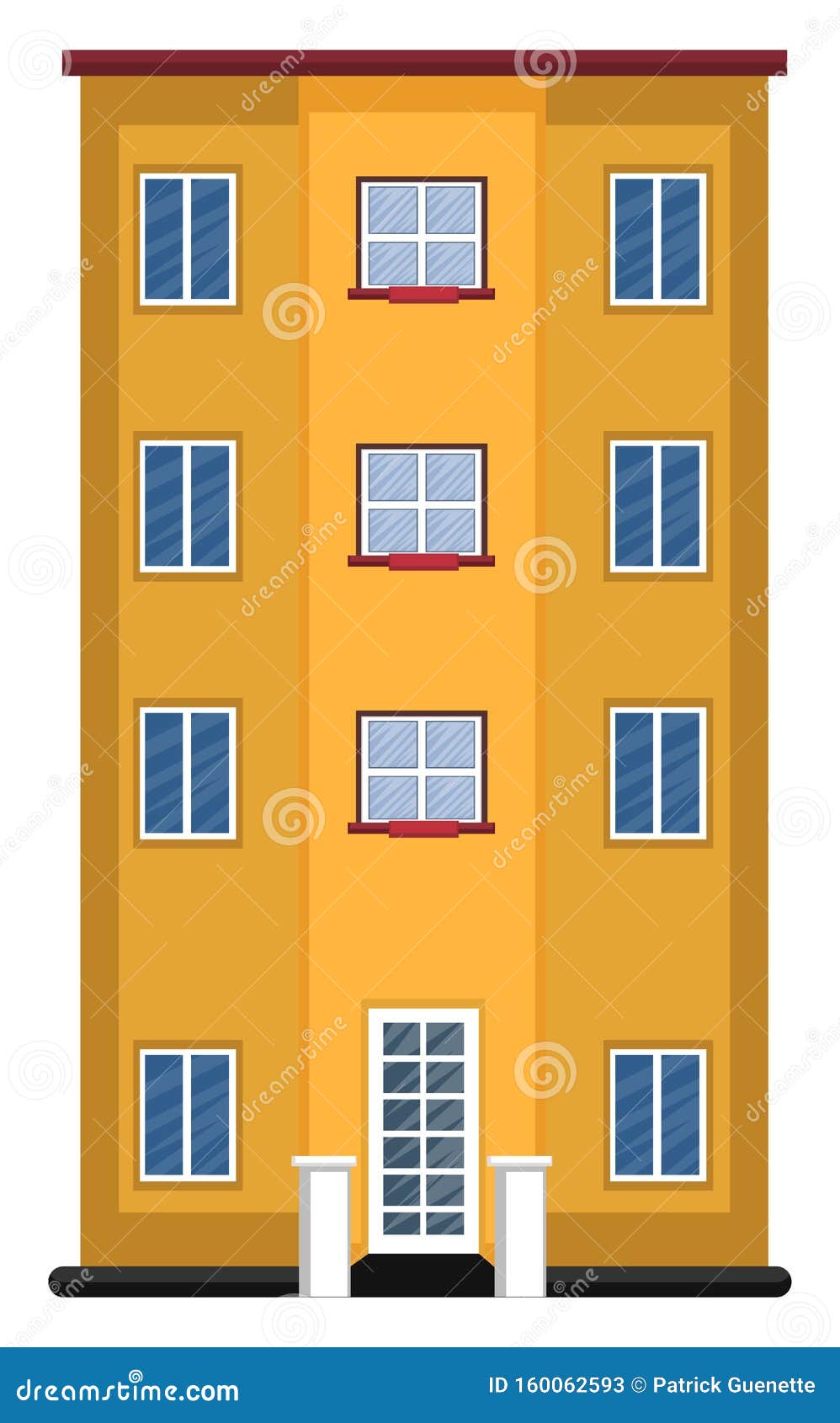 Edificio Anaranjado De Caricatura Con IluminaciÃ³n Vectorial De Techo Rojo Ilustración del ...