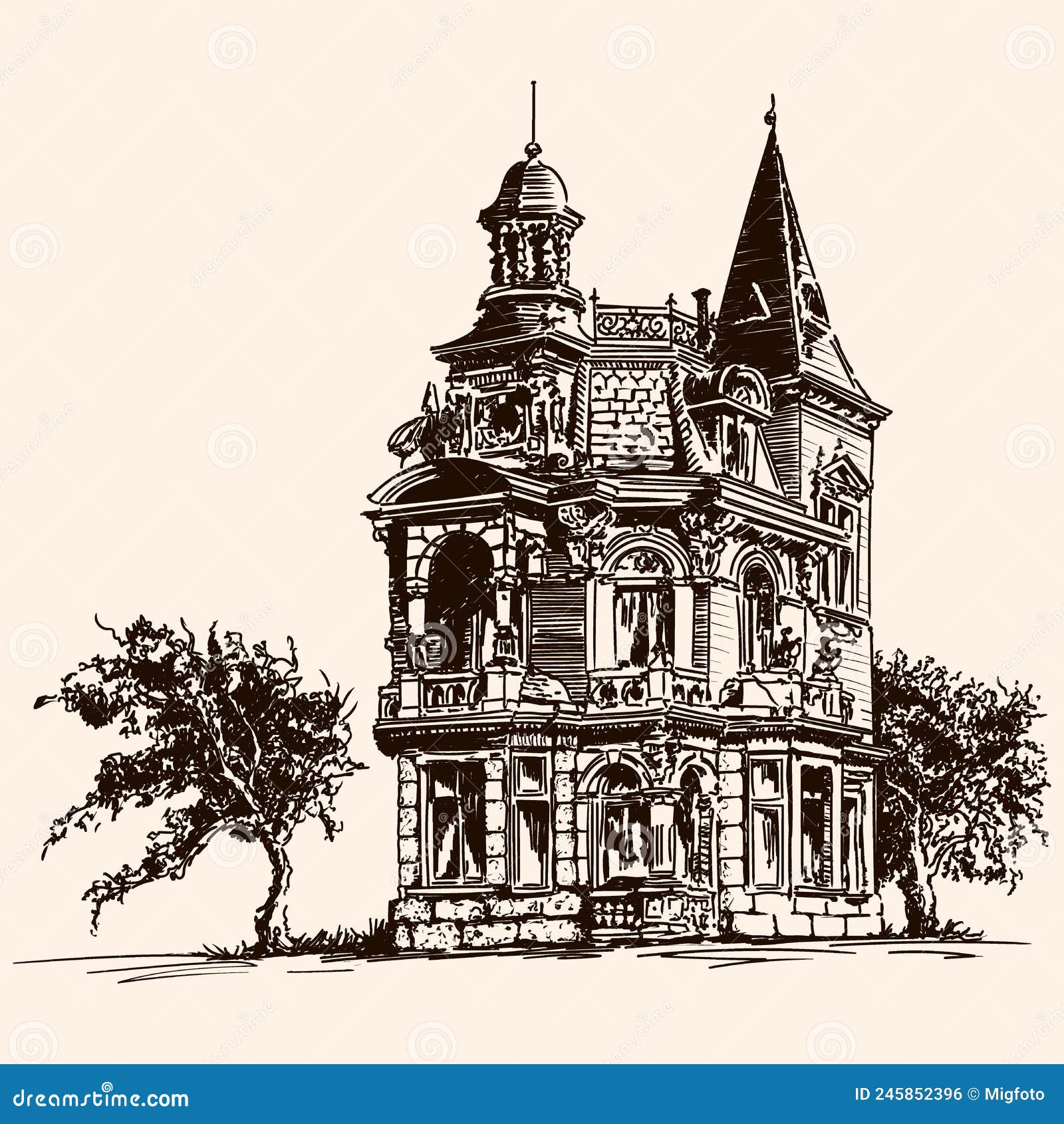 Edificio De Estilo Victoriano Clásico Ilustración Del Vector
