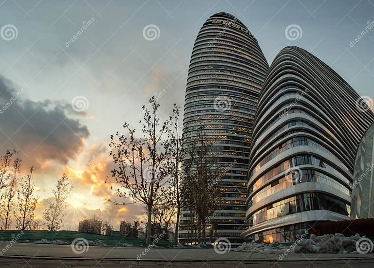 Edificio De Oficinas Del Soho De Wangjing, Pekín, China Imagen de archivo editorial - Imagen de ...