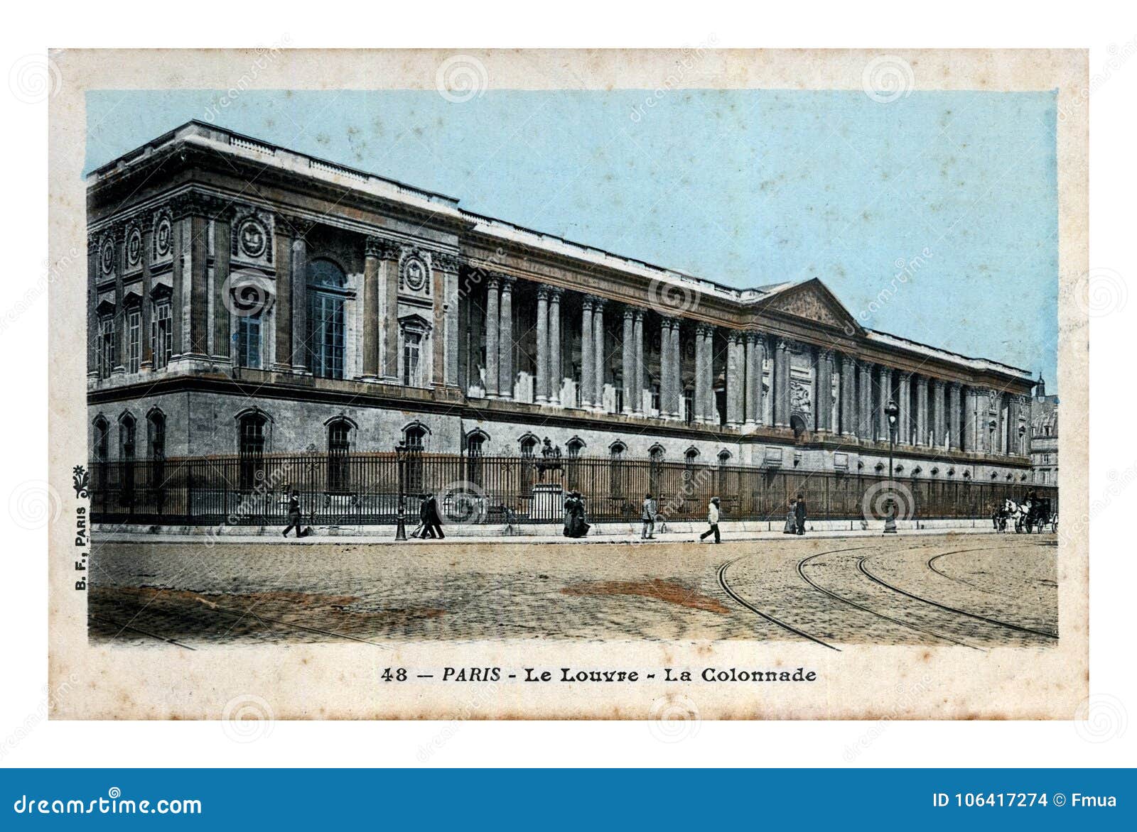 Edificio Del Museo Del Louvre, Columnata En París, Francia Circa 1907 ...