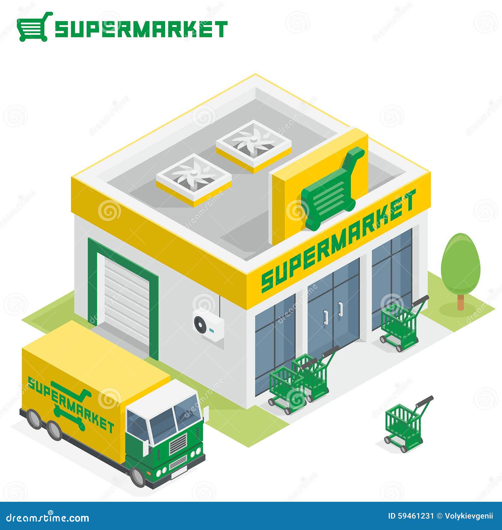 Edificio del supermercado ilustración del vector. Ilustración de exterior - 59461231