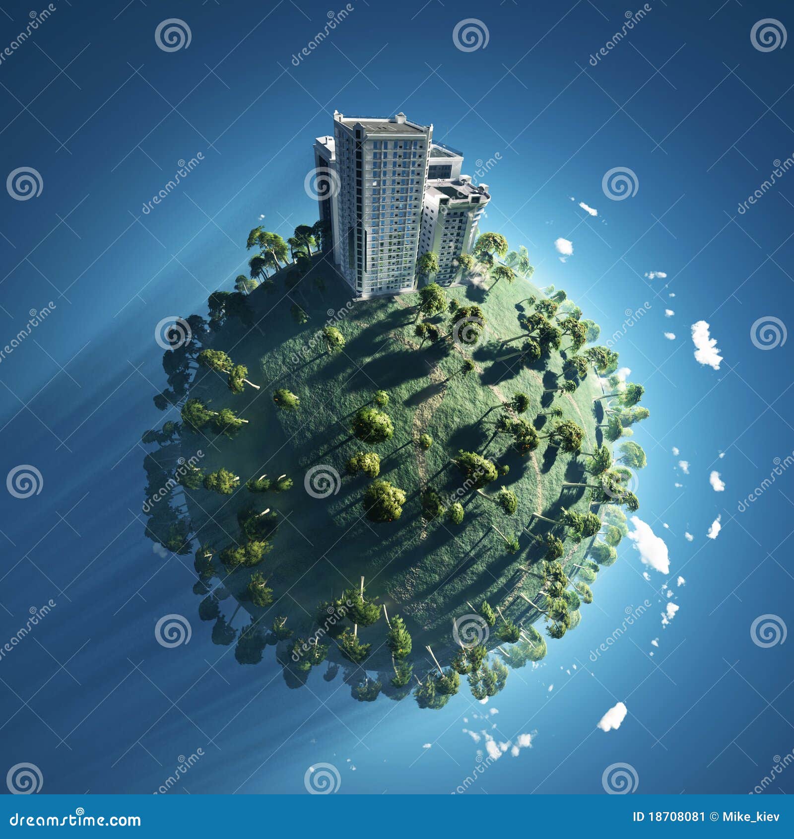 Edificio En El Planeta Verde Imagen de archivo - Imagen de negocios ...