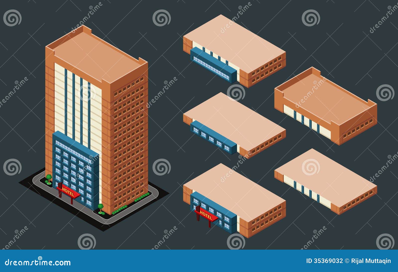 Edificio isométrico ilustración del vector. Ilustración de hotel - 35369032
