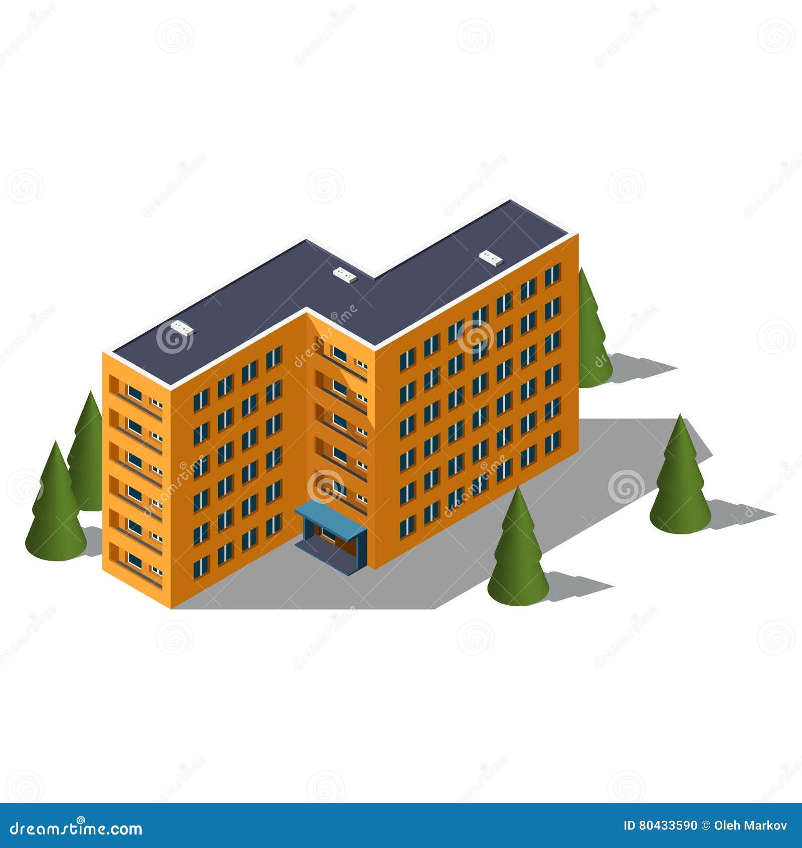 Edificio Isométrico Del Parador Stock De Ilustración Ilustración De